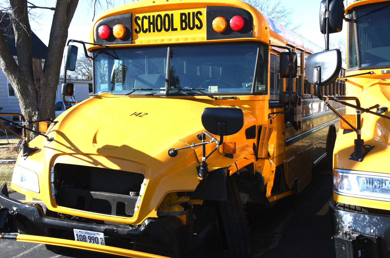 Collision damages school buses; no children were inside-Updated ...